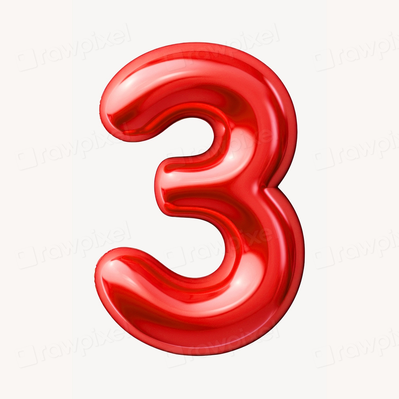Number 3 red 3D balloon | Free Photo Illustration - rawpixel