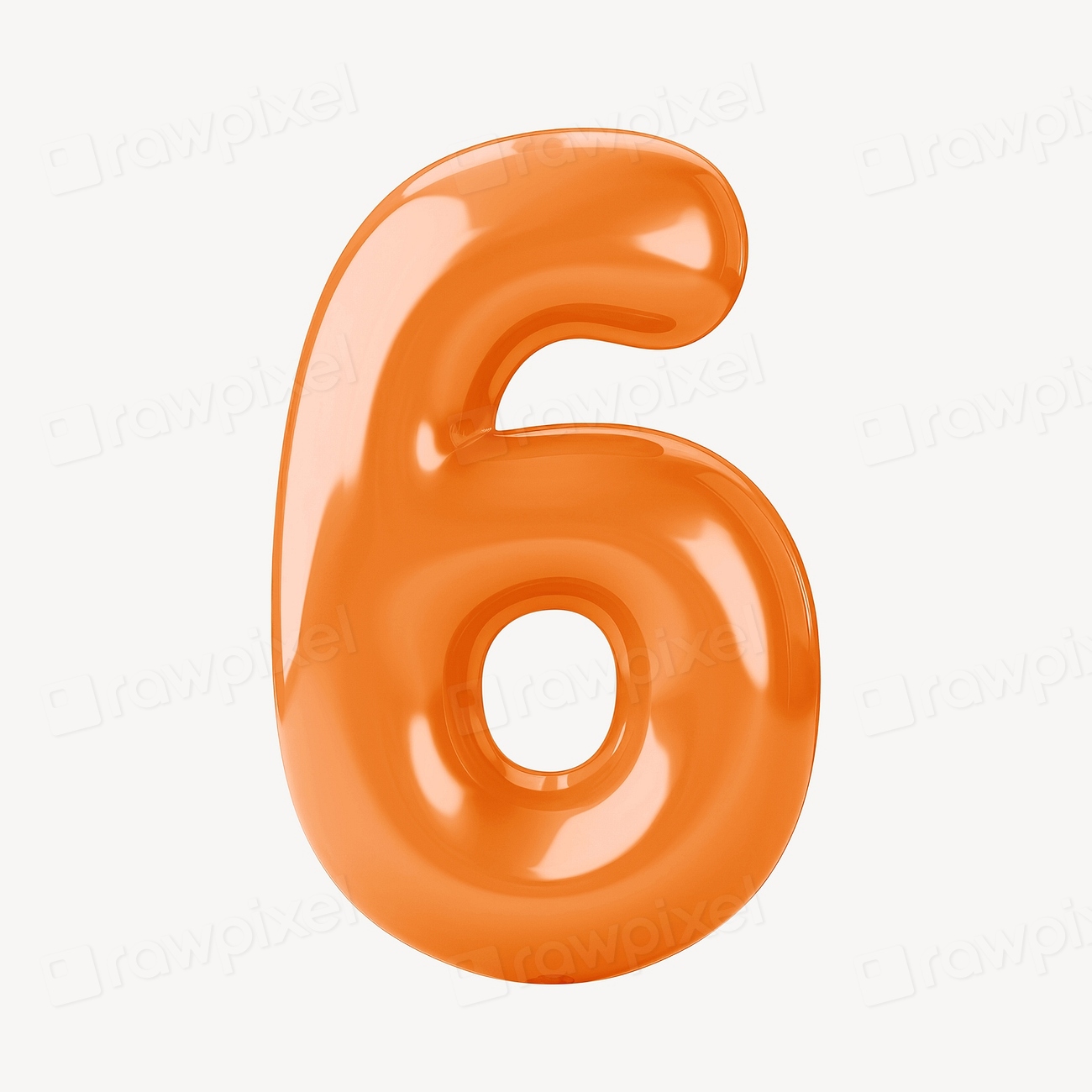 Number six orange 3D balloon | Free Photo Illustration - rawpixel