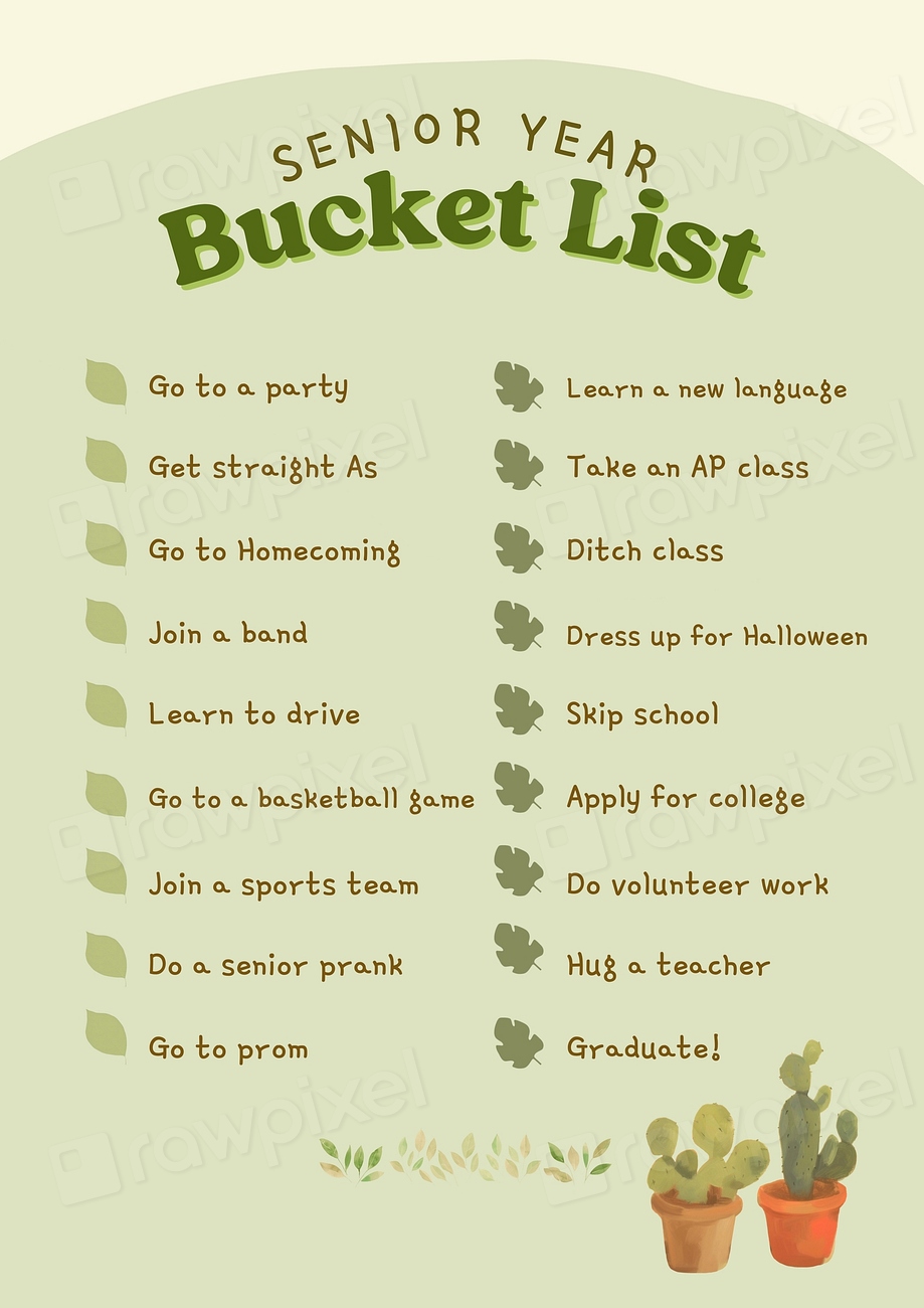 Senior year bucket list planner | Free Photo - rawpixel