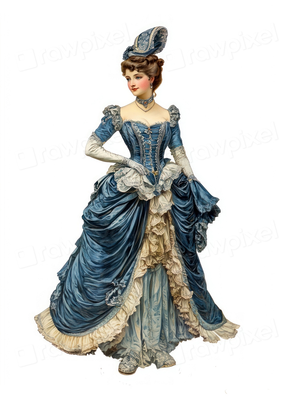 victorian woman blue dress clothing | Premium Photo Illustration - rawpixel