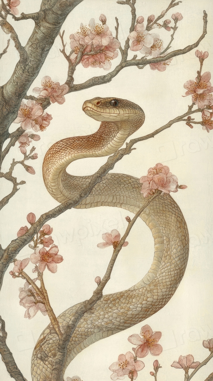 Chinese Snake snake illustration blossom. | Free Photo Illustration ...