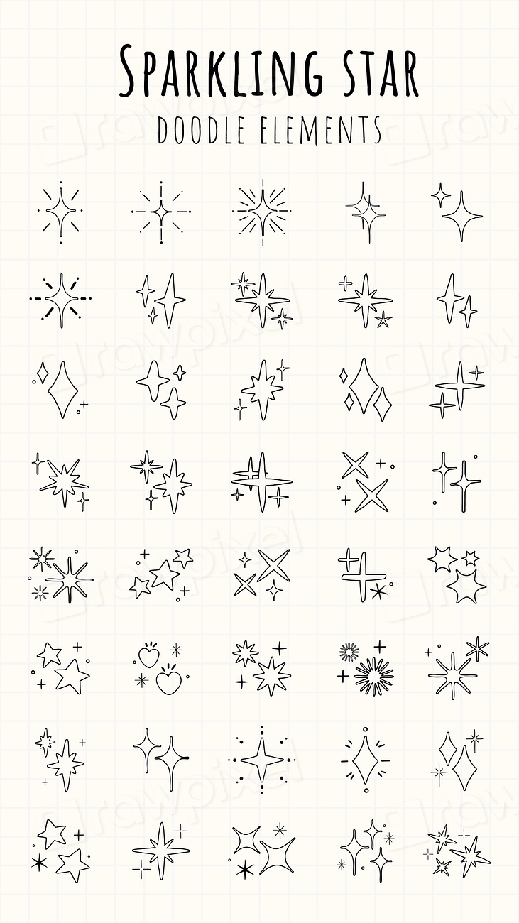 Collection sparkling star doodles. Star | Premium Vector Illustration - rawpixel
