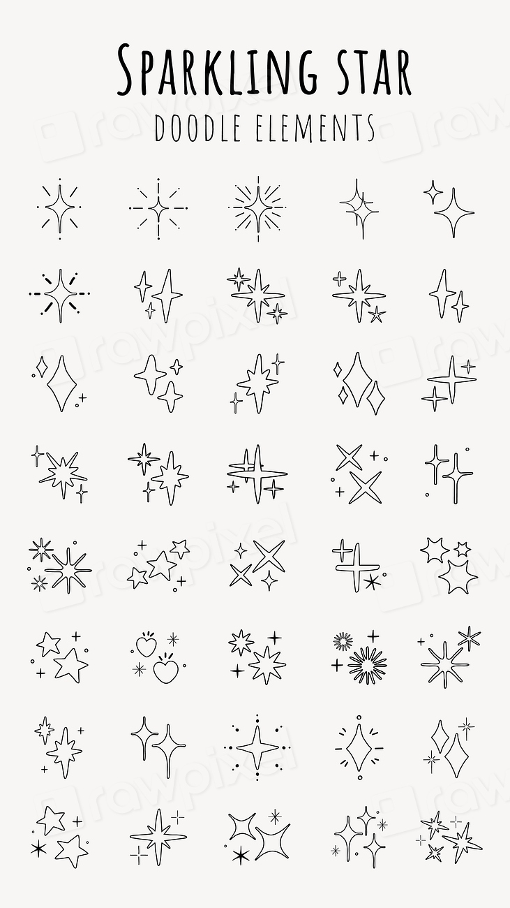 Collection sparkling star doodle elements | Premium Vector Illustration ...