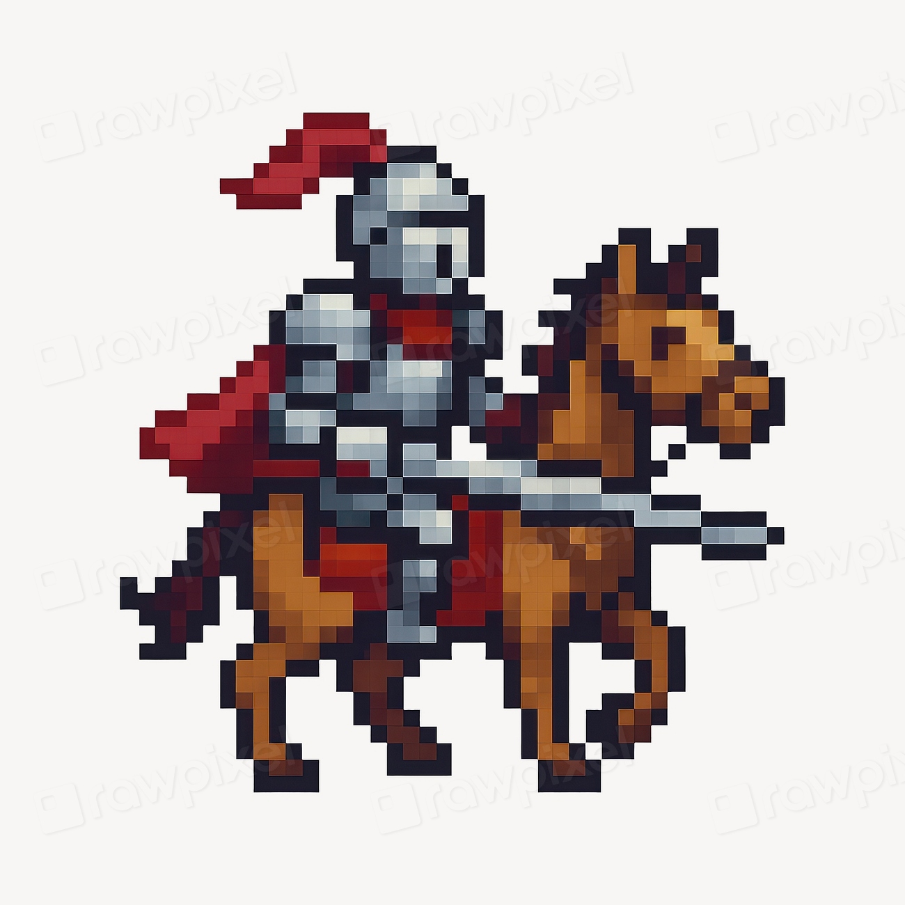 Pixelated knight on horseback | Free Photo Illustration - rawpixel