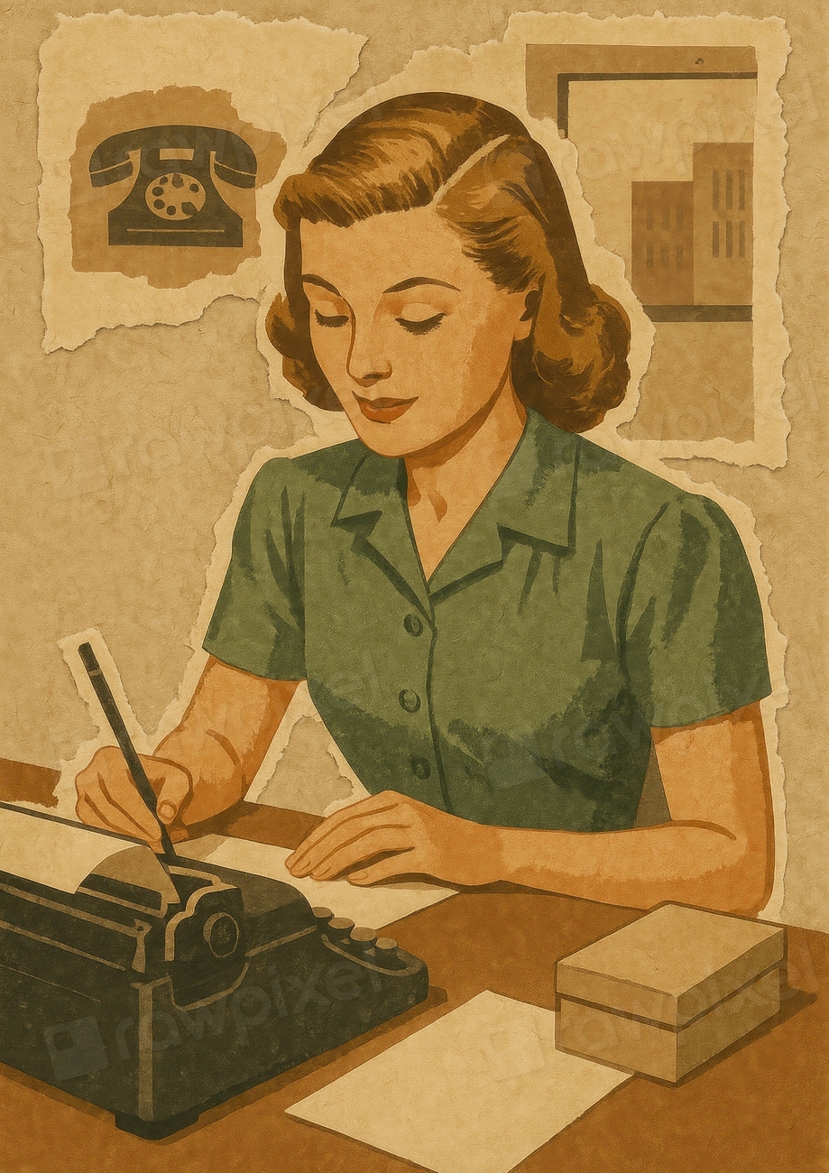 Vintage secretary typewriter illustration | Free Photo Illustration ...