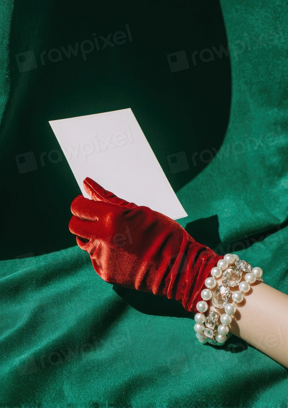 Elegant red glove holding card | Free Photo - rawpixel