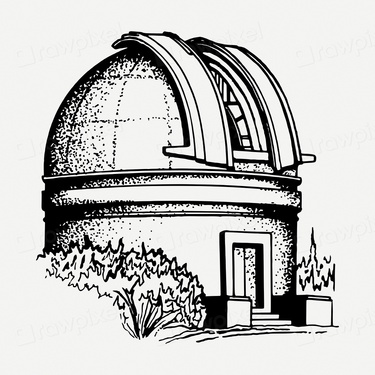 Observatory dome drawing, vintage architecture | Free PSD - rawpixel