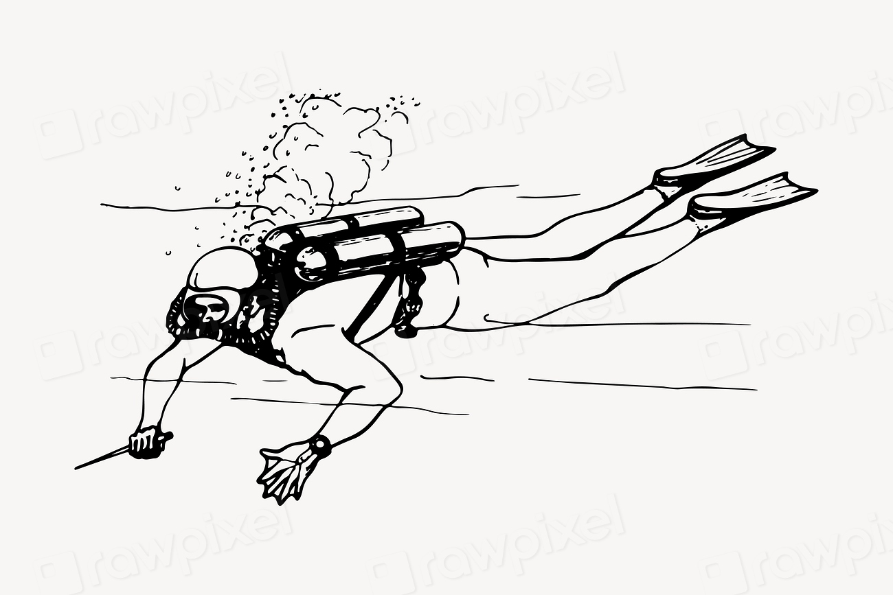 Scuba diver drawing, vintage illustration | Free Vector - rawpixel