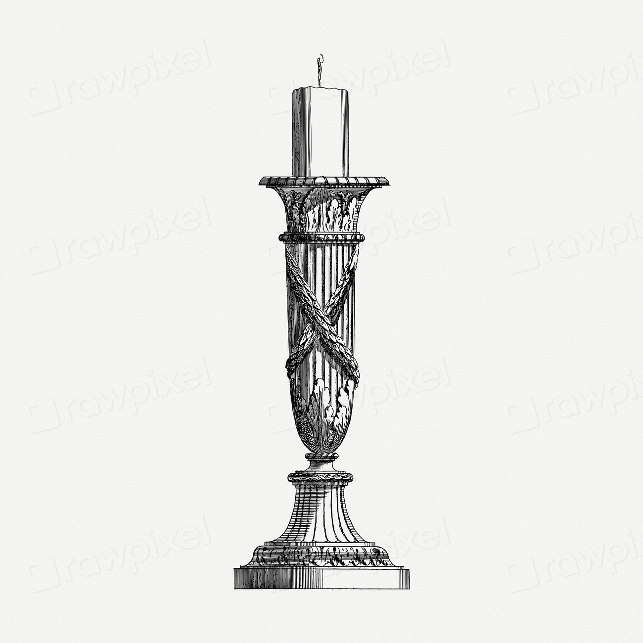 Candlestick holder drawing, decoration vintage | Free PSD - rawpixel