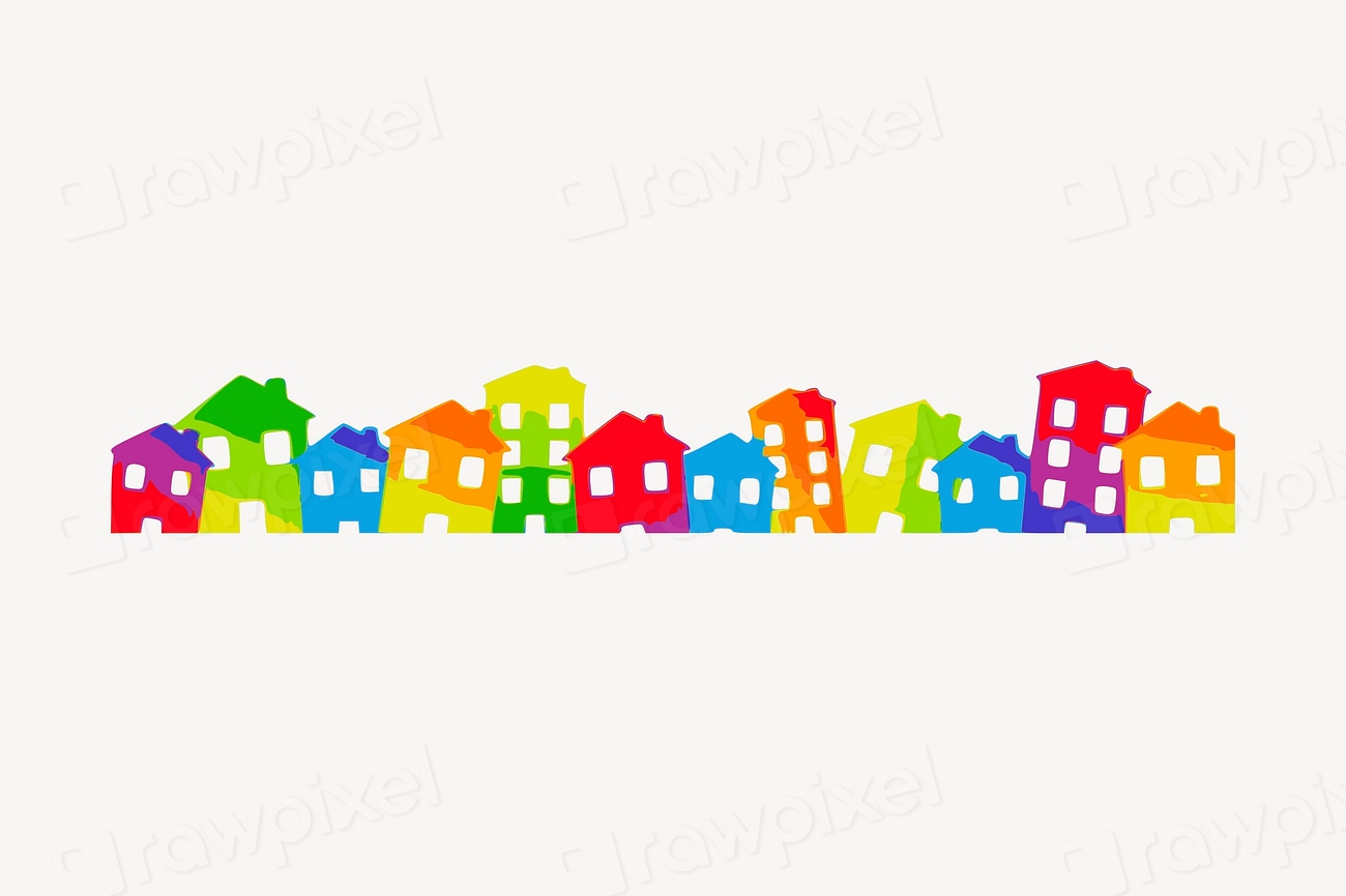 Colorful buildings border clipart, architecture | Free Vector - rawpixel