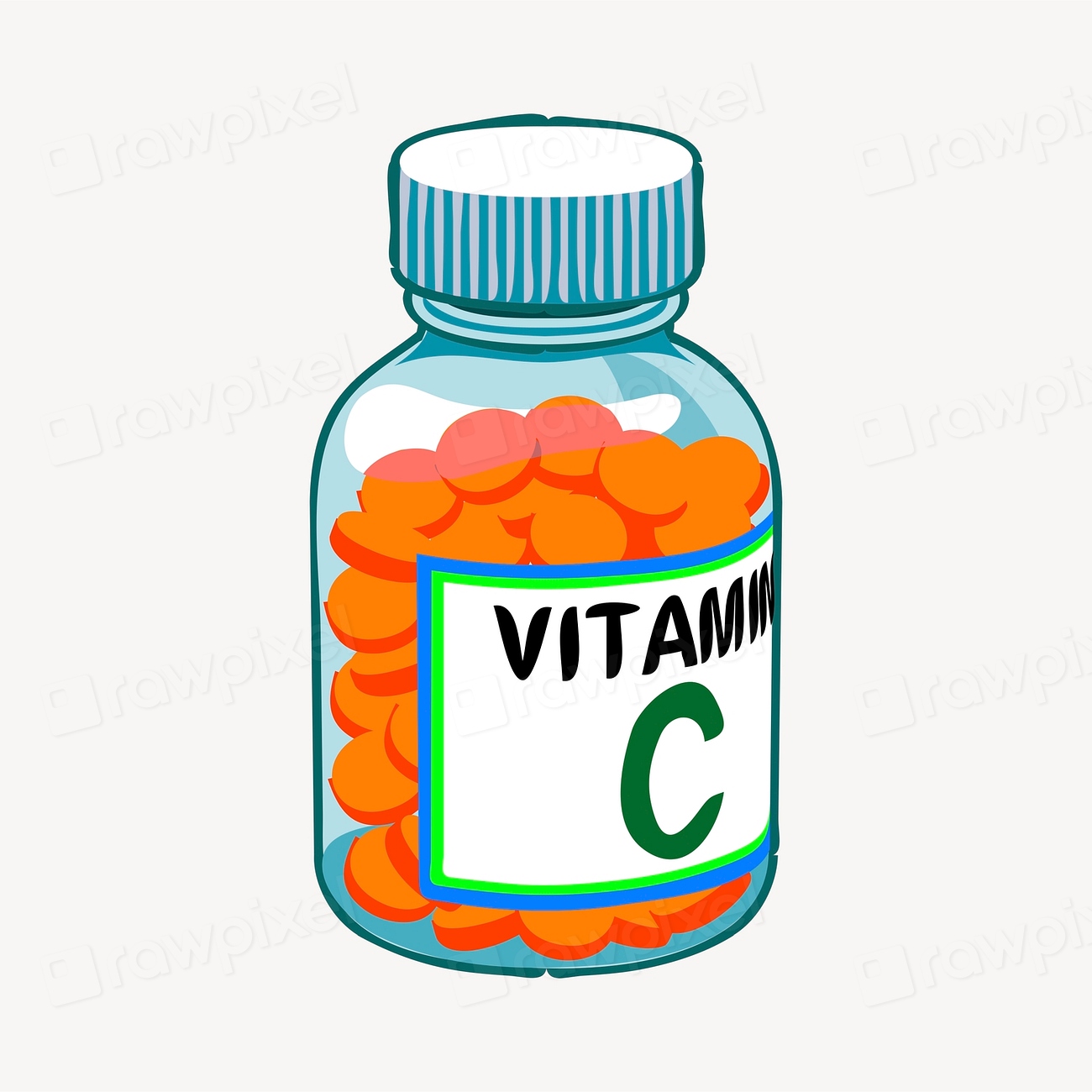 Vitamin C bottle clipart, health | Free Vector - rawpixel