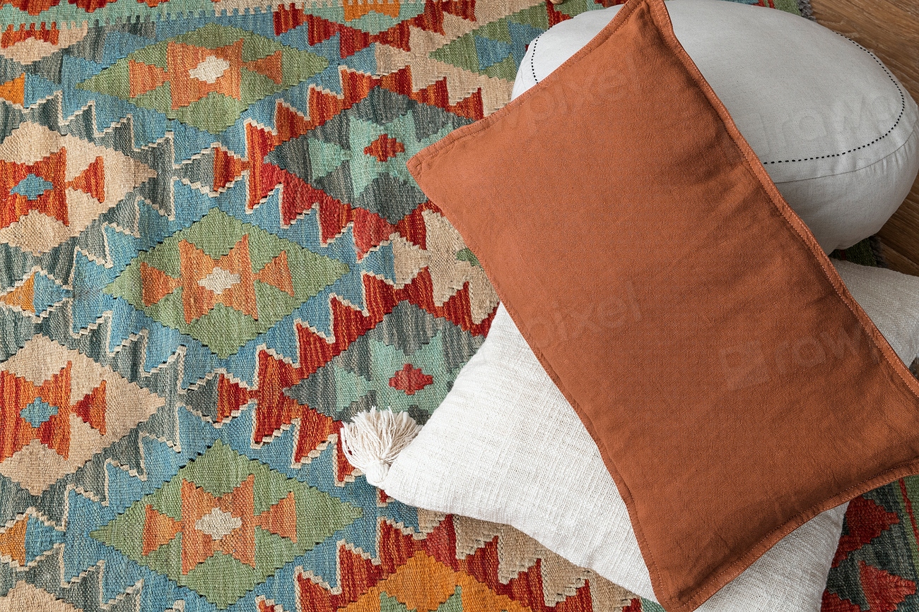 Floral brown printed cushion rug | Premium Photo - rawpixel