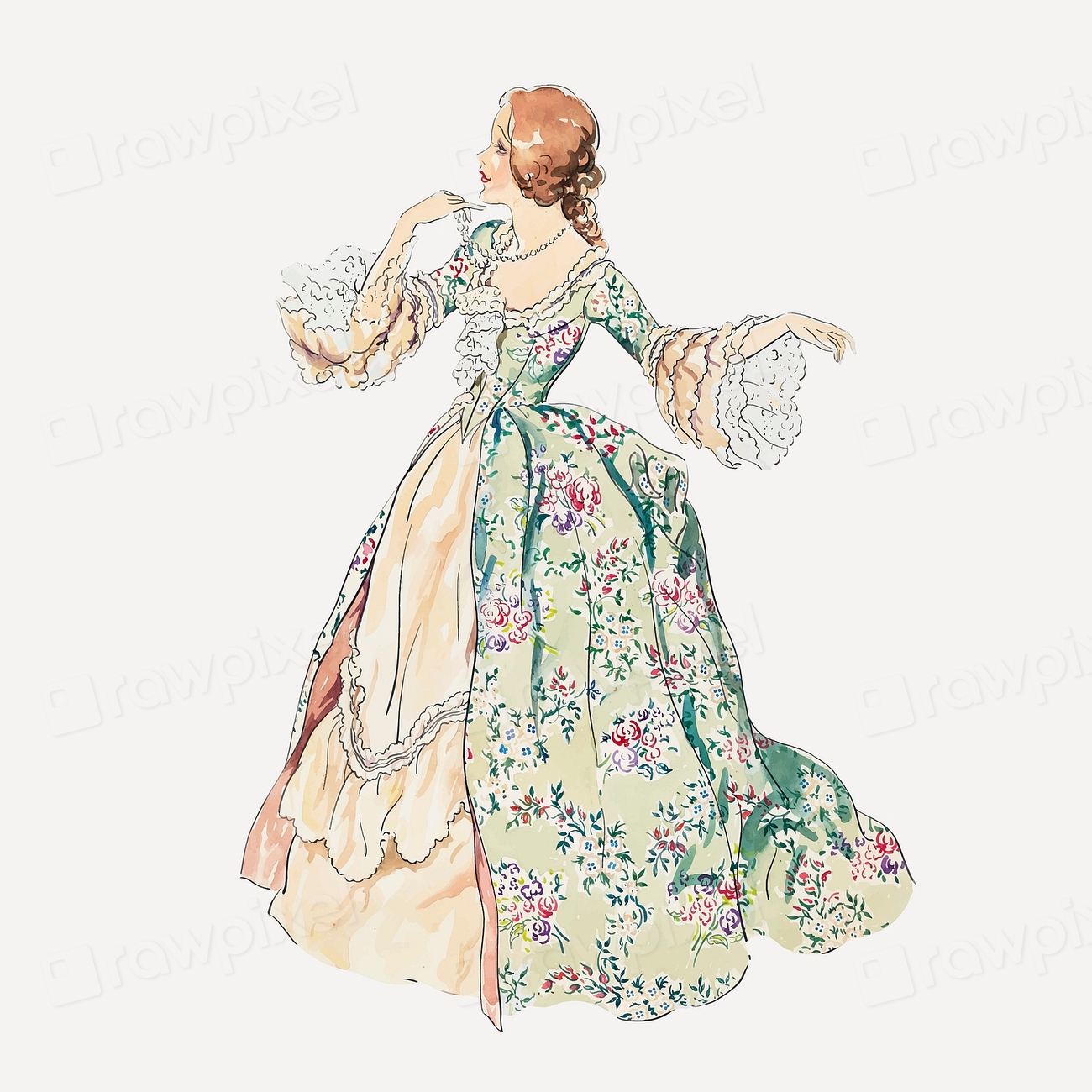 Woman floral dress vector, remixed | Premium Vector Illustration - rawpixel