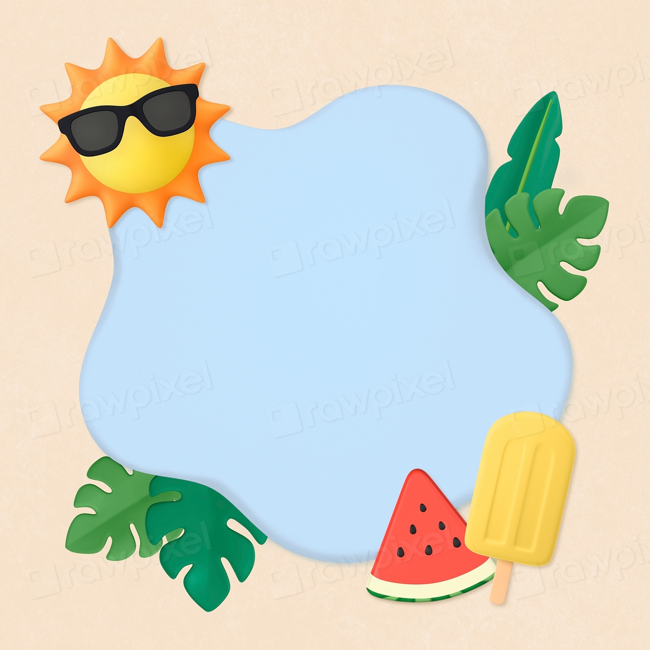 Summer frame, 3D tropical vacation | Premium PSD - rawpixel