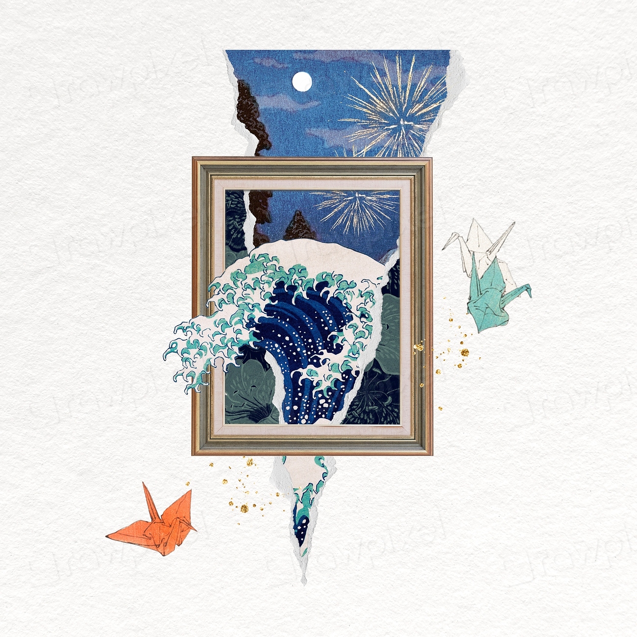 Great Wave off Kanagawa collage | Premium PSD Illustration - rawpixel