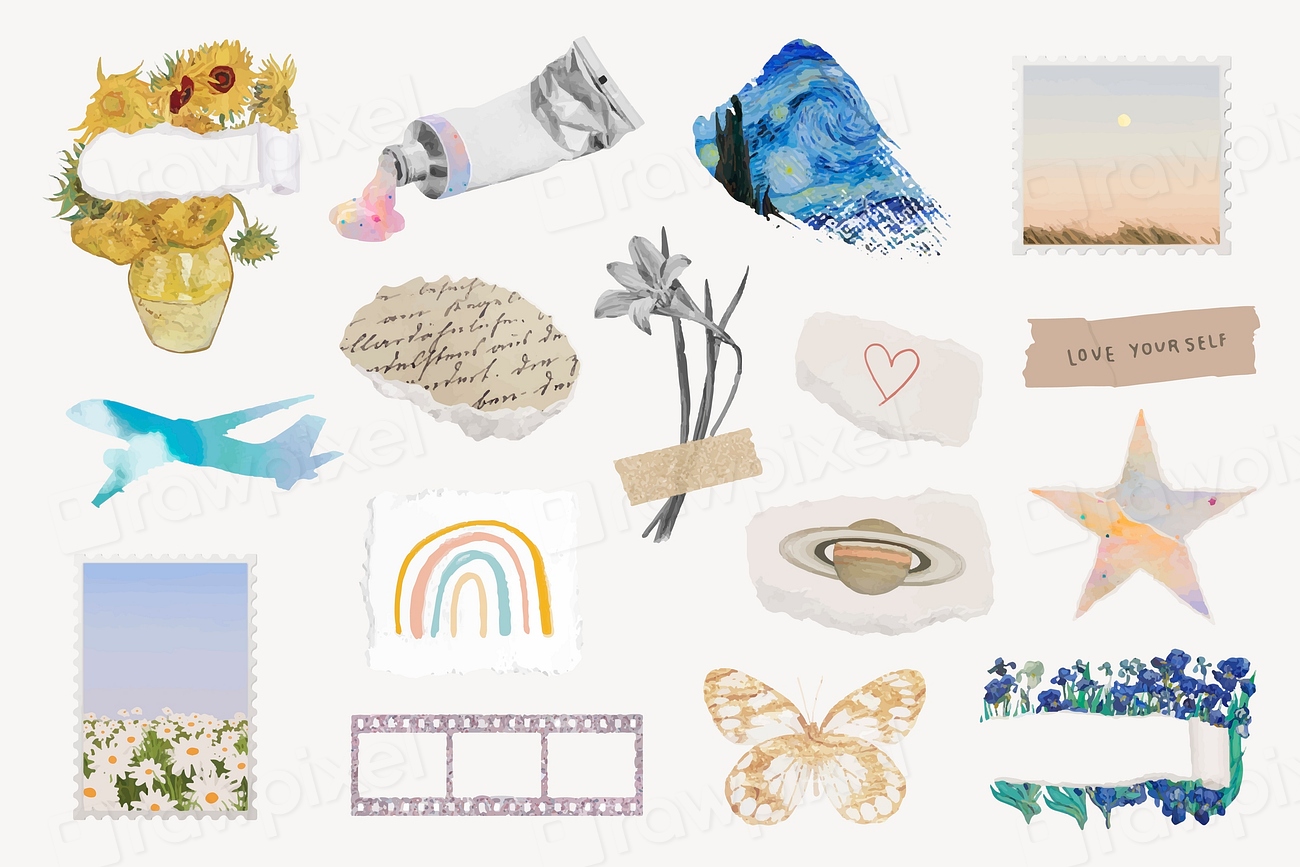 Aesthetic art collage element set, | Premium Vector - rawpixel
