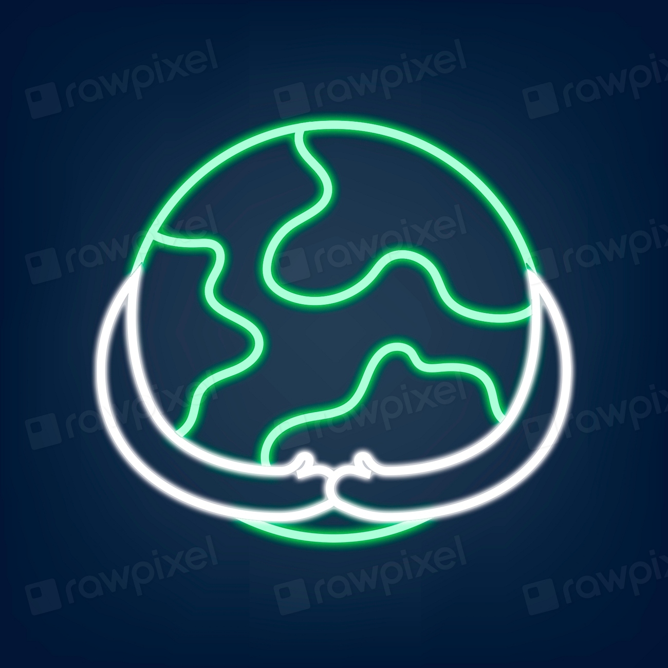 Neon sign psd earth icon | Premium PSD - rawpixel