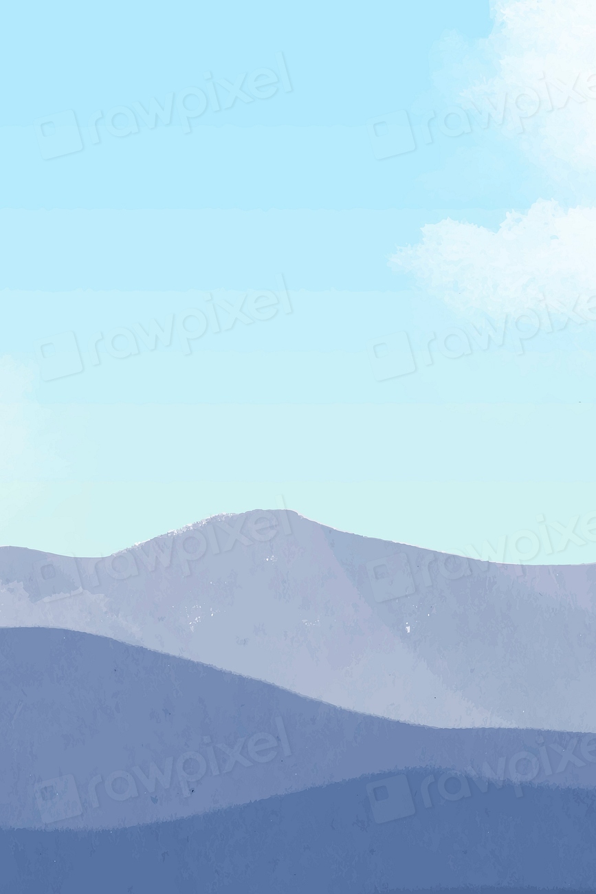 Blue mountain clouds vector, minimal | Premium Vector - rawpixel