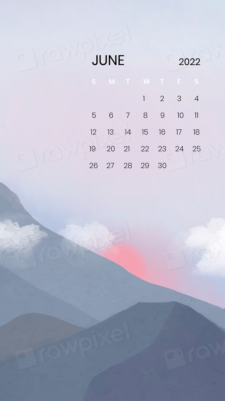 Sunset mountain June monthly calendar | Free Vector - rawpixel