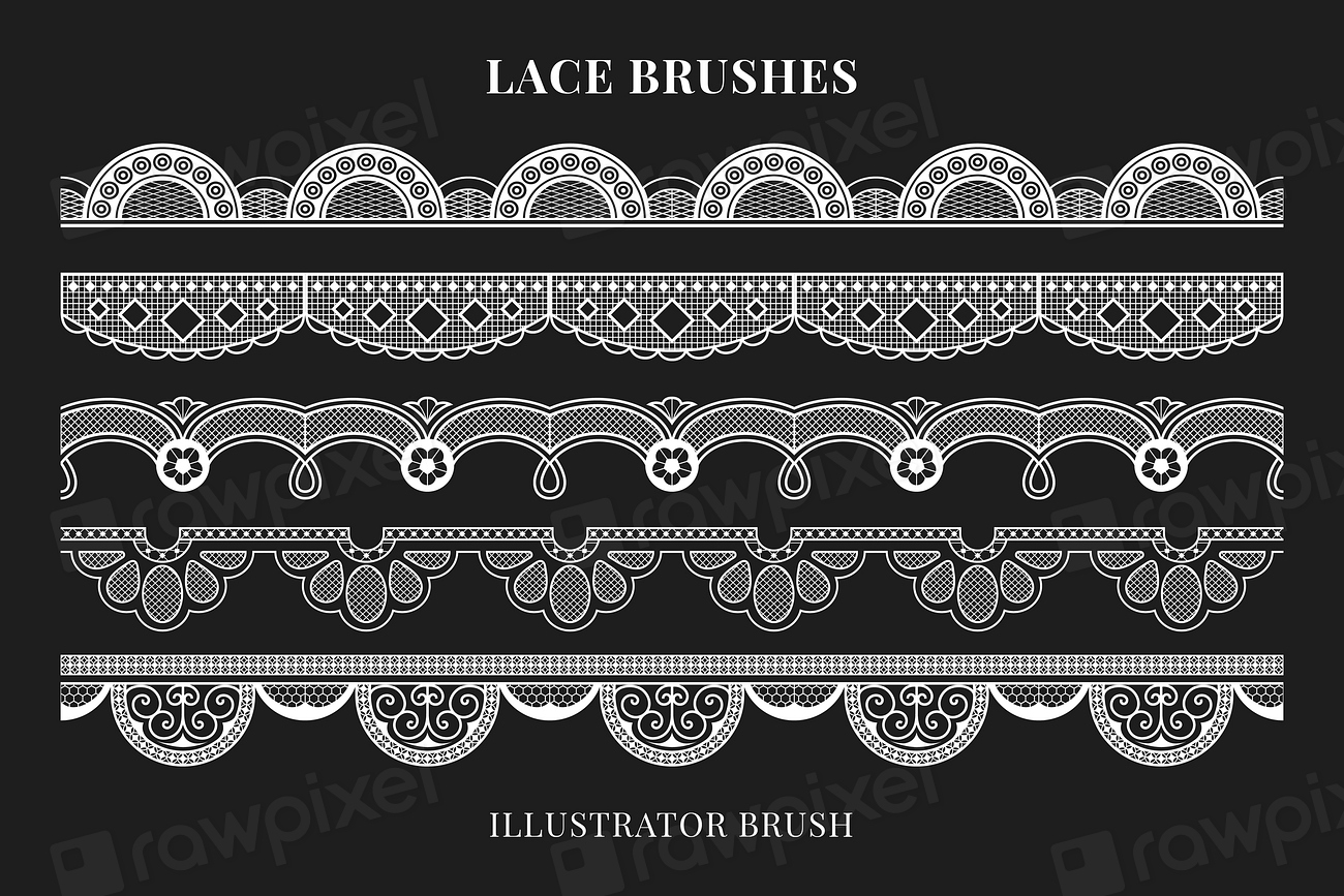 Feminine lace pattern brush, white | Premium Vector Add-on - rawpixel