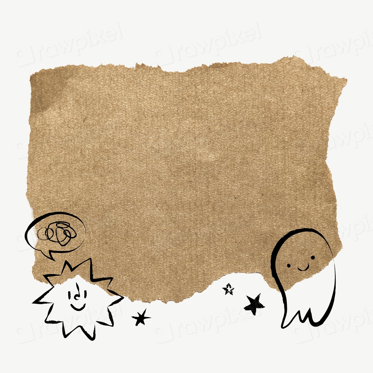 Cute doodle frame, ripped paper | Free Vector - rawpixel