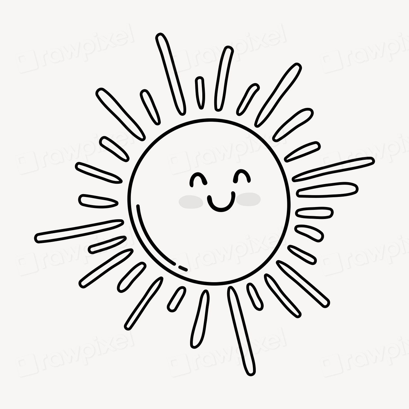Smiling sun doodle clipart, cute | Premium PSD - rawpixel