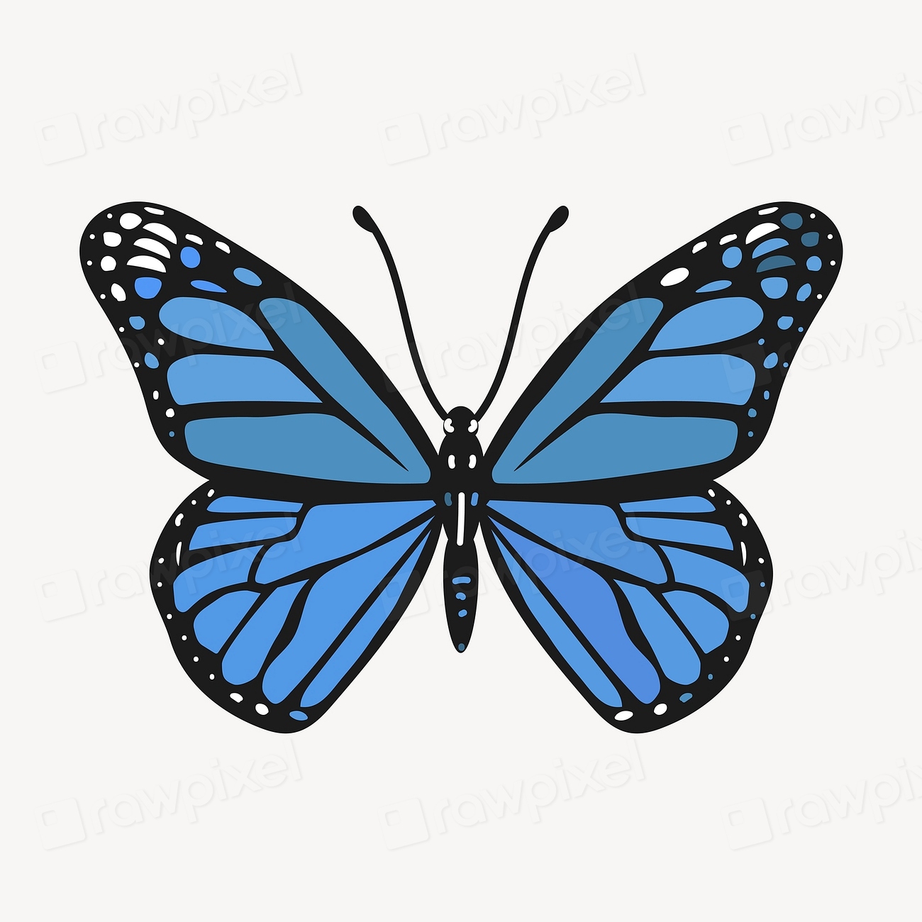 Blue butterfly, cute cartoon illustration | Free Photo Illustration ...