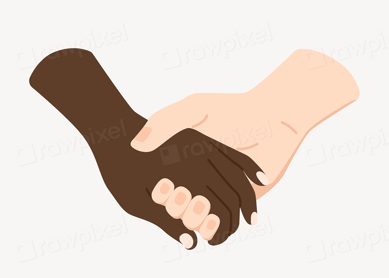 Holding hands, cute cartoon illustration | Free Photo Illustration ...