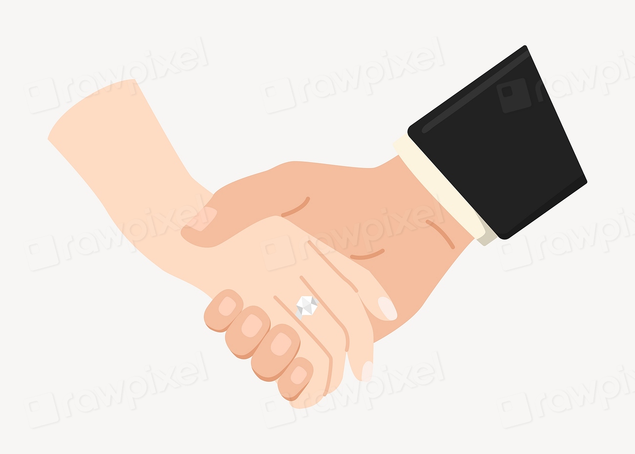 Engagement hands, cute cartoon illustration | Free Photo Illustration ...