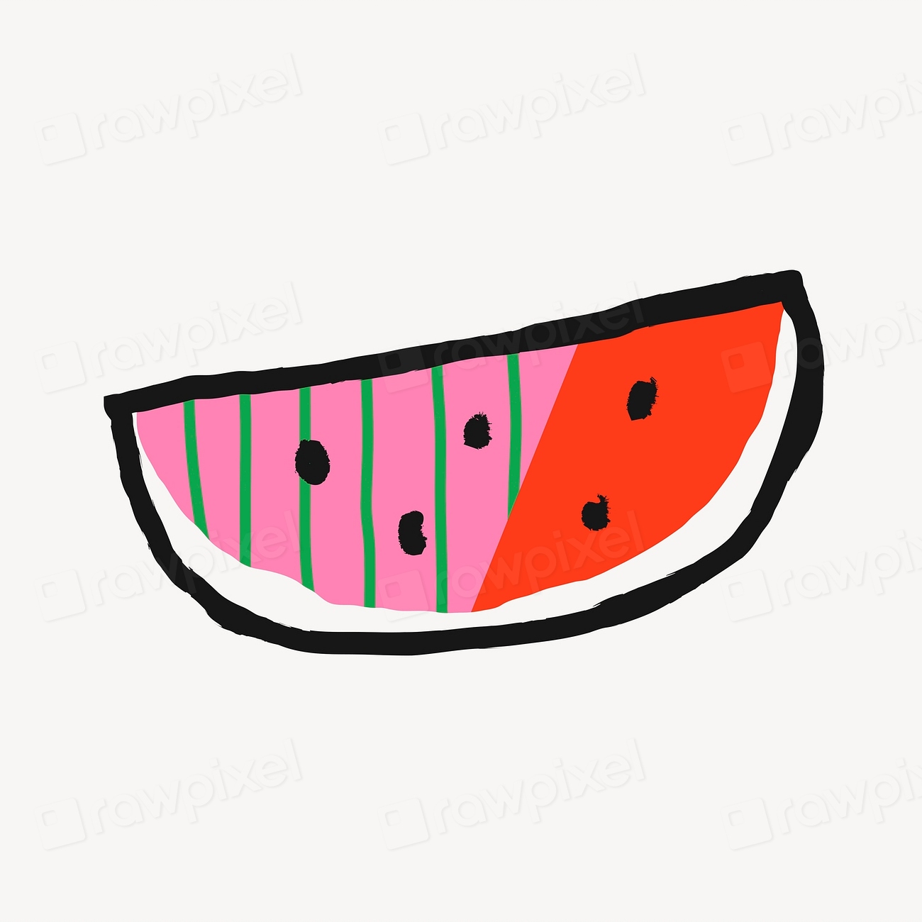 Watermelon fruit doodle sticker, funky | Premium PSD - rawpixel