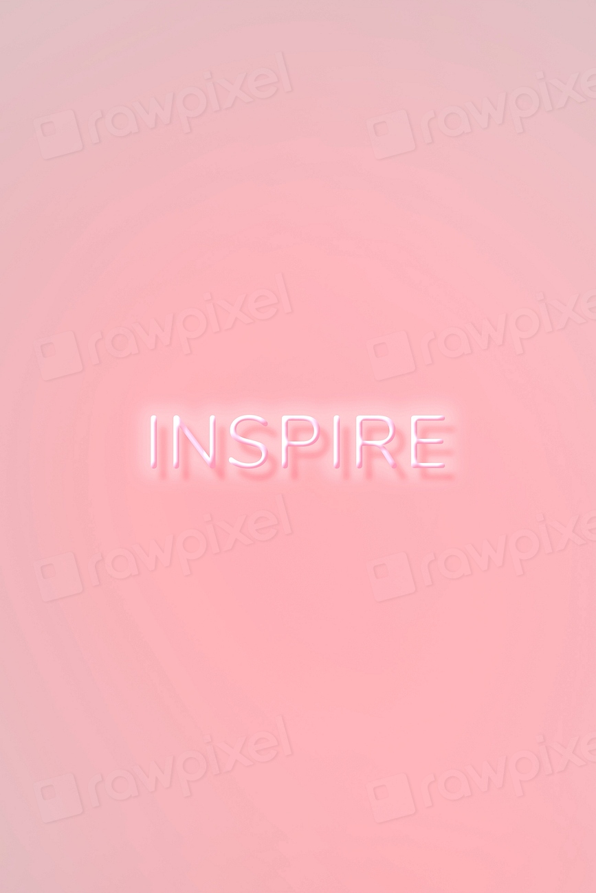 INSPIRE neon word typography pink | Free Photo - rawpixel