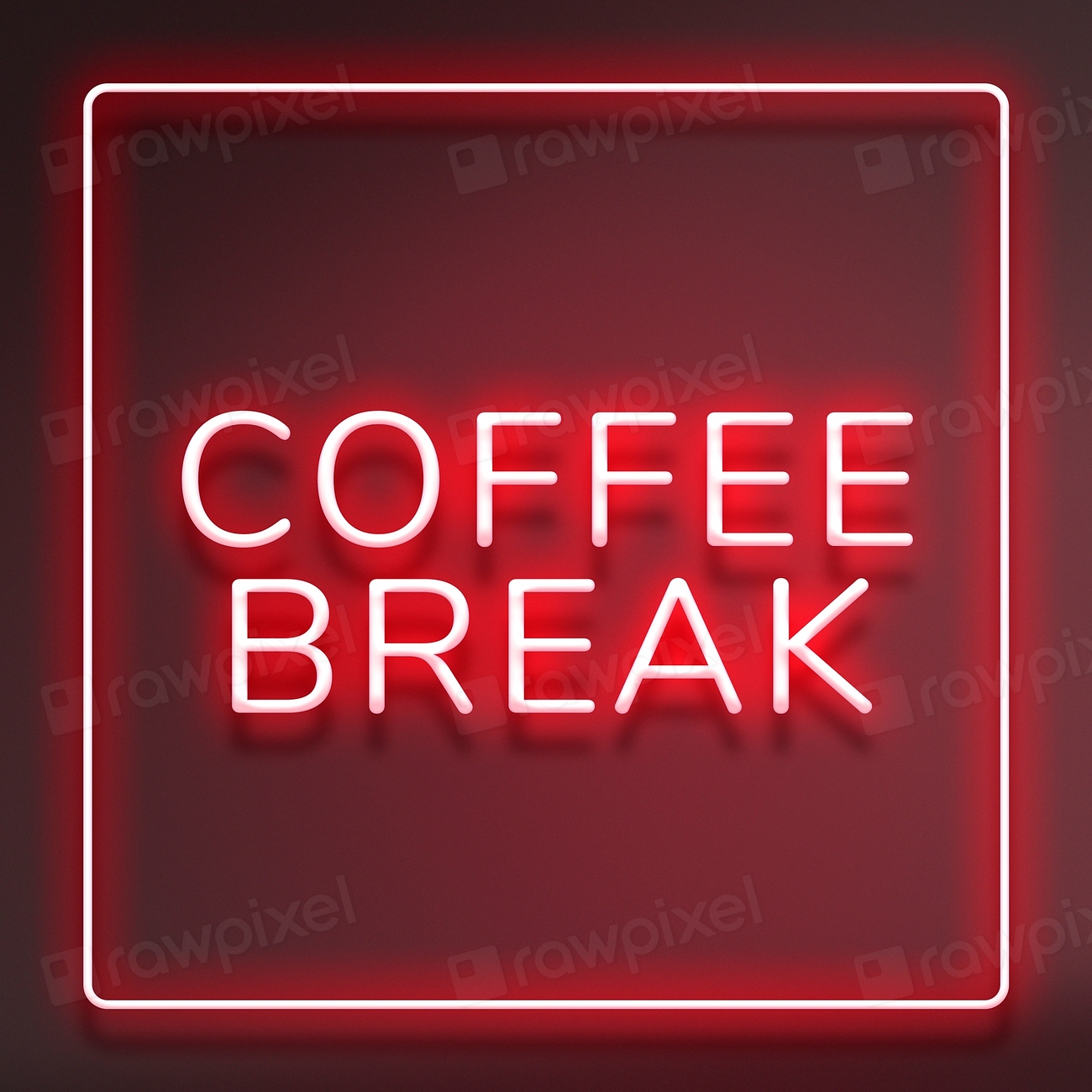 Frame coffee break neon red | Premium Photo - rawpixel
