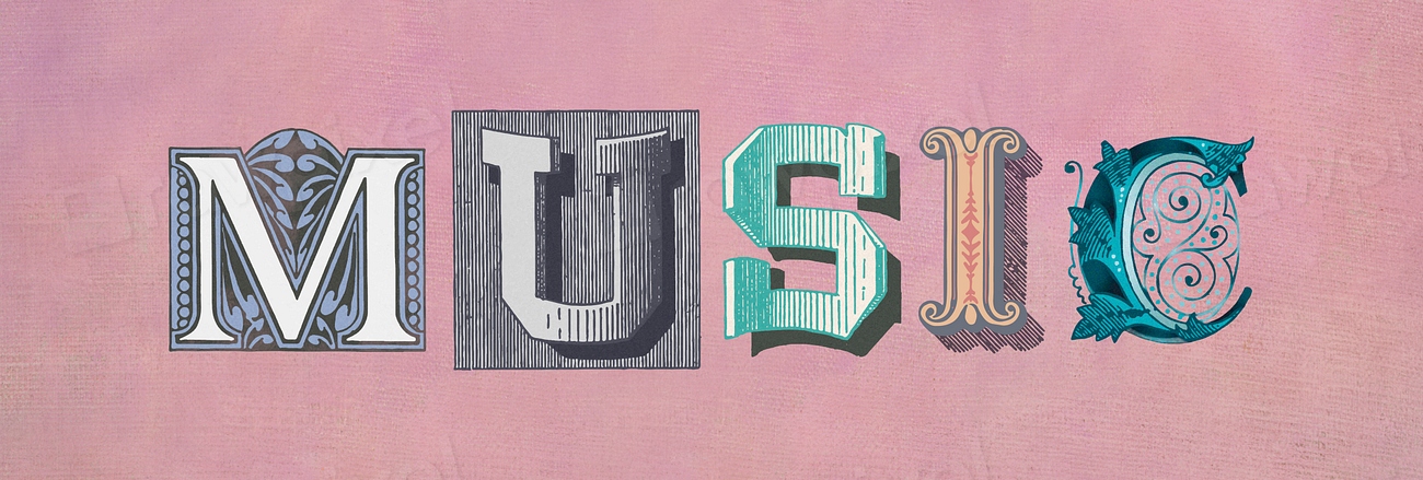 Music word ornamental font typography | Free Photo - rawpixel