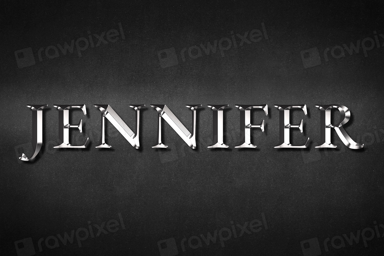 Jennifer typography silver metallic effect | Free Photo - rawpixel