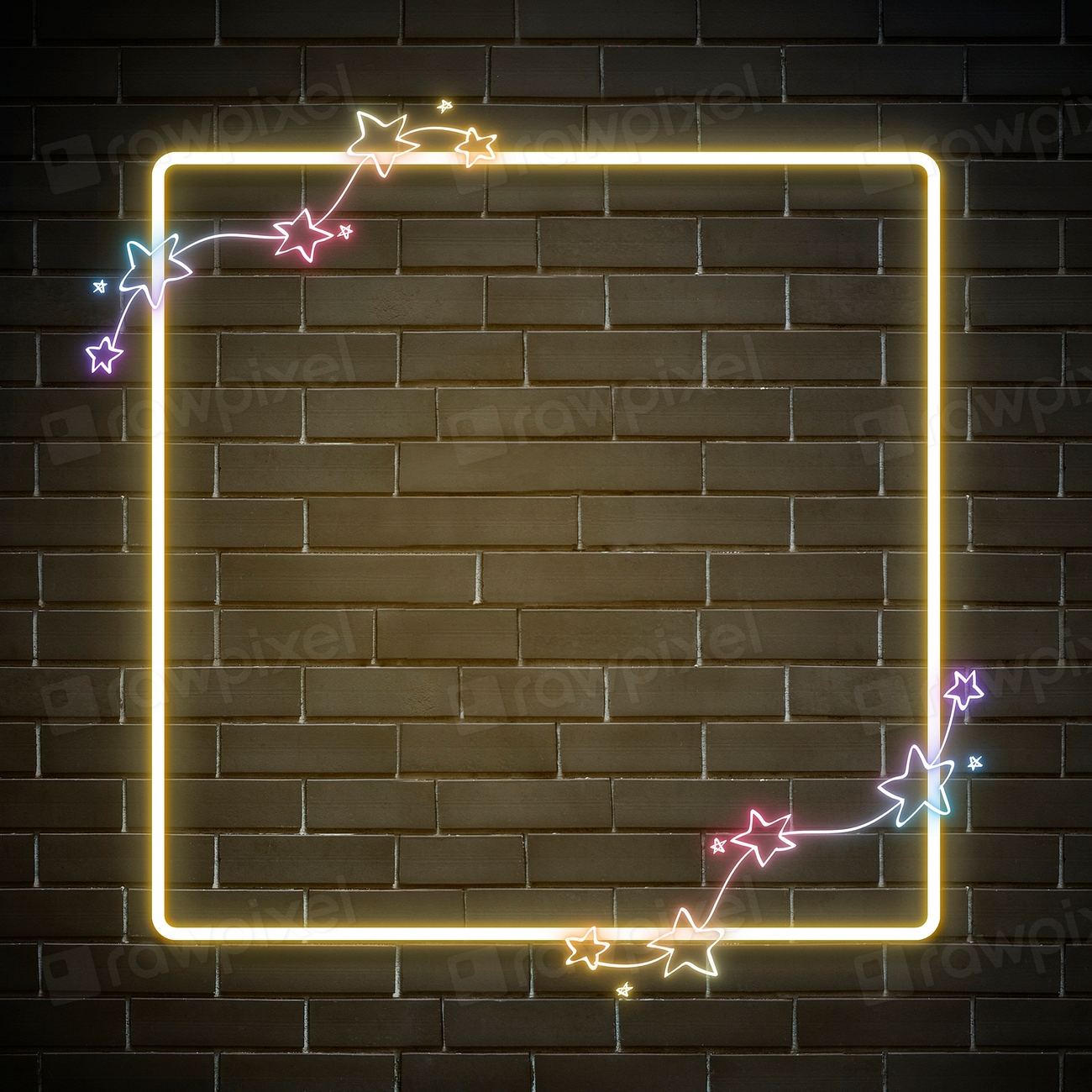 Neon frame star rainbow doodle | Free Photo - rawpixel