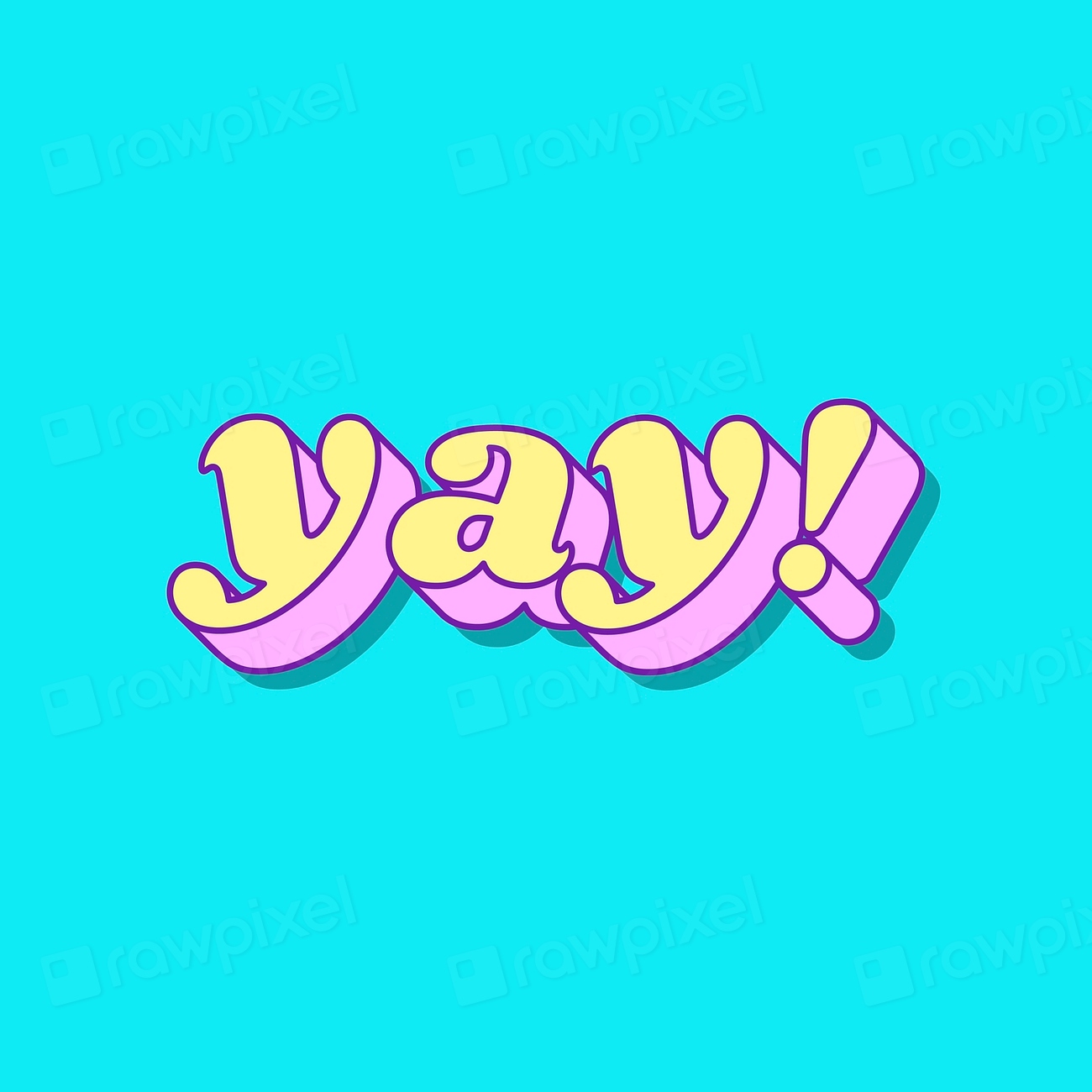 Yay! word retro typography vector | Premium Vector - rawpixel