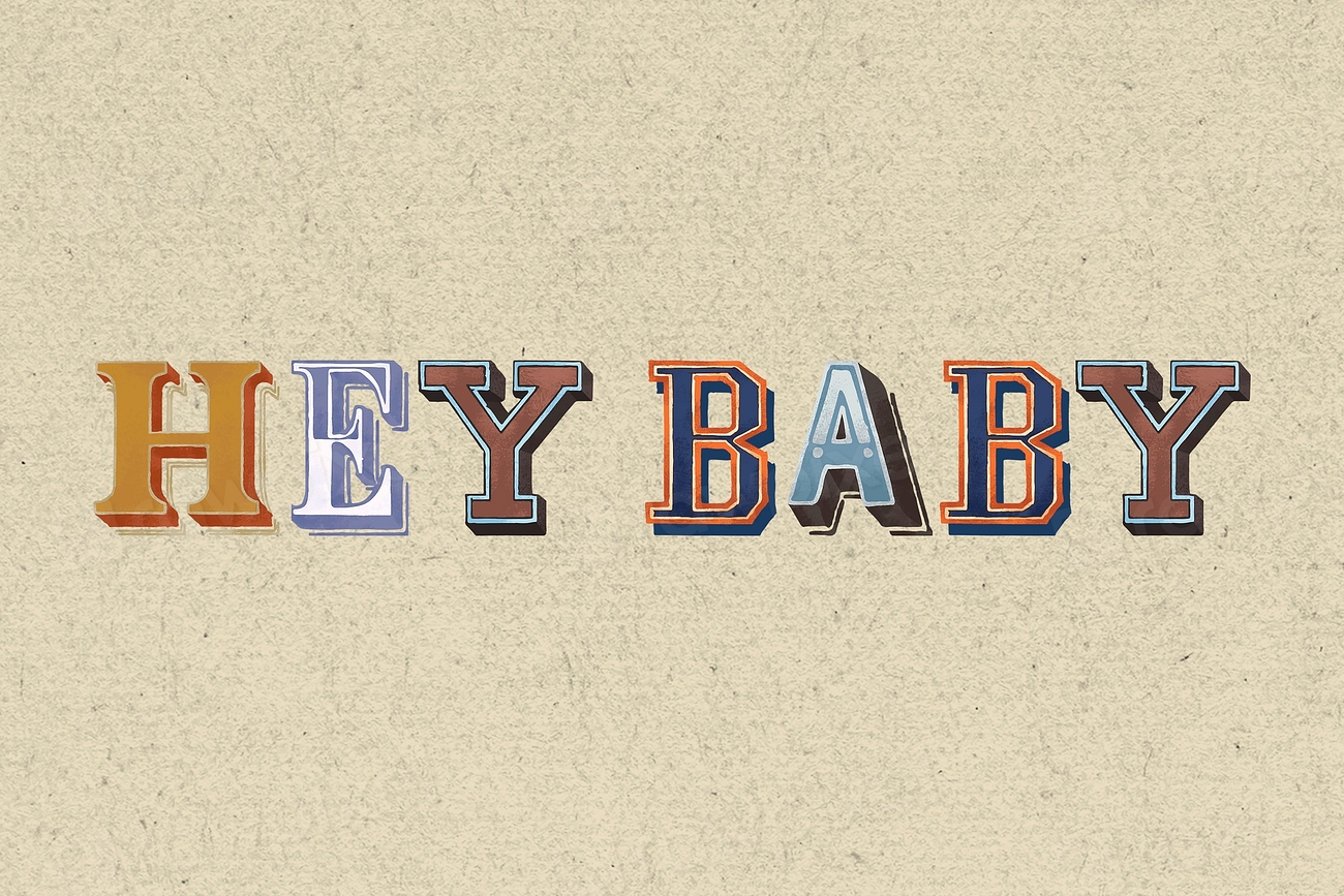 Hey baby vintage 3d typography | Free Photo - rawpixel