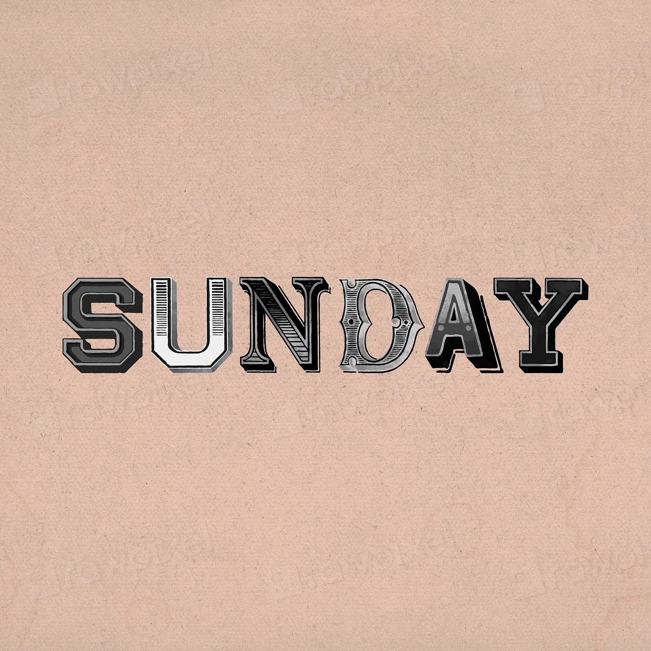 Shadowed word sunday vintage typography | Free Photo - rawpixel