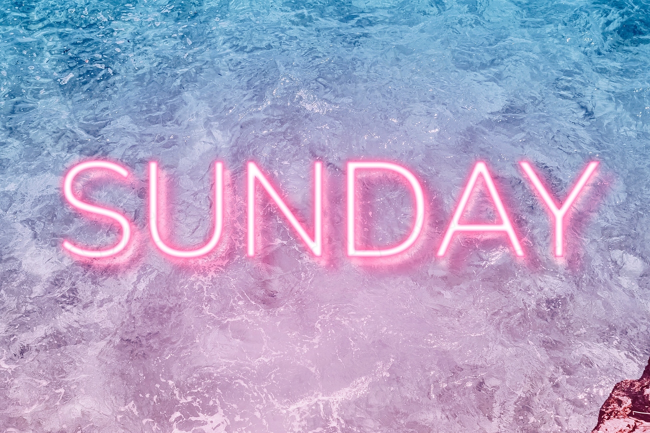 Sunday neon word typography ocean | Free Photo - rawpixel