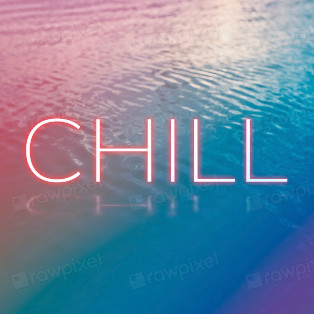 Chill neon word typography ocean | Free Photo - rawpixel