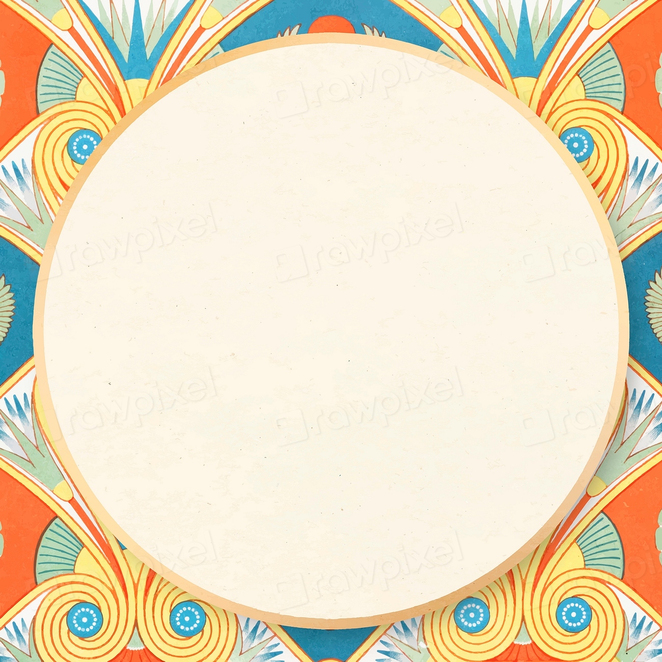 Colorful Egyptian patterned frame vector | Premium Vector - rawpixel