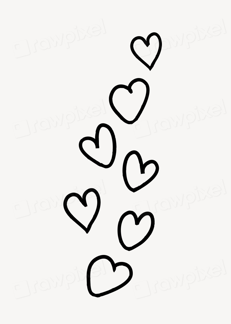 Cute heart doodle, collage element, | Premium PSD - rawpixel