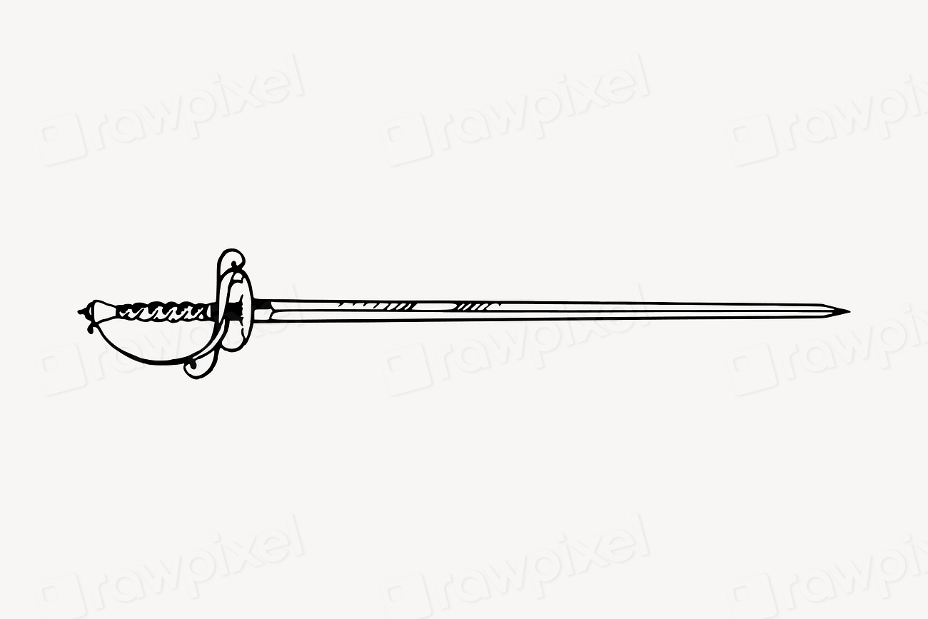 Rapier sword drawing, vintage weapon | Free Vector - rawpixel