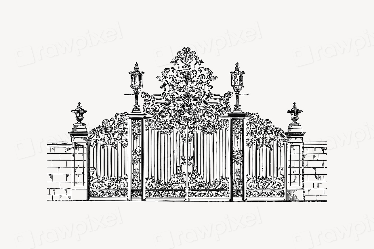 Elegant gate collage element, drawing | Free Vector - rawpixel