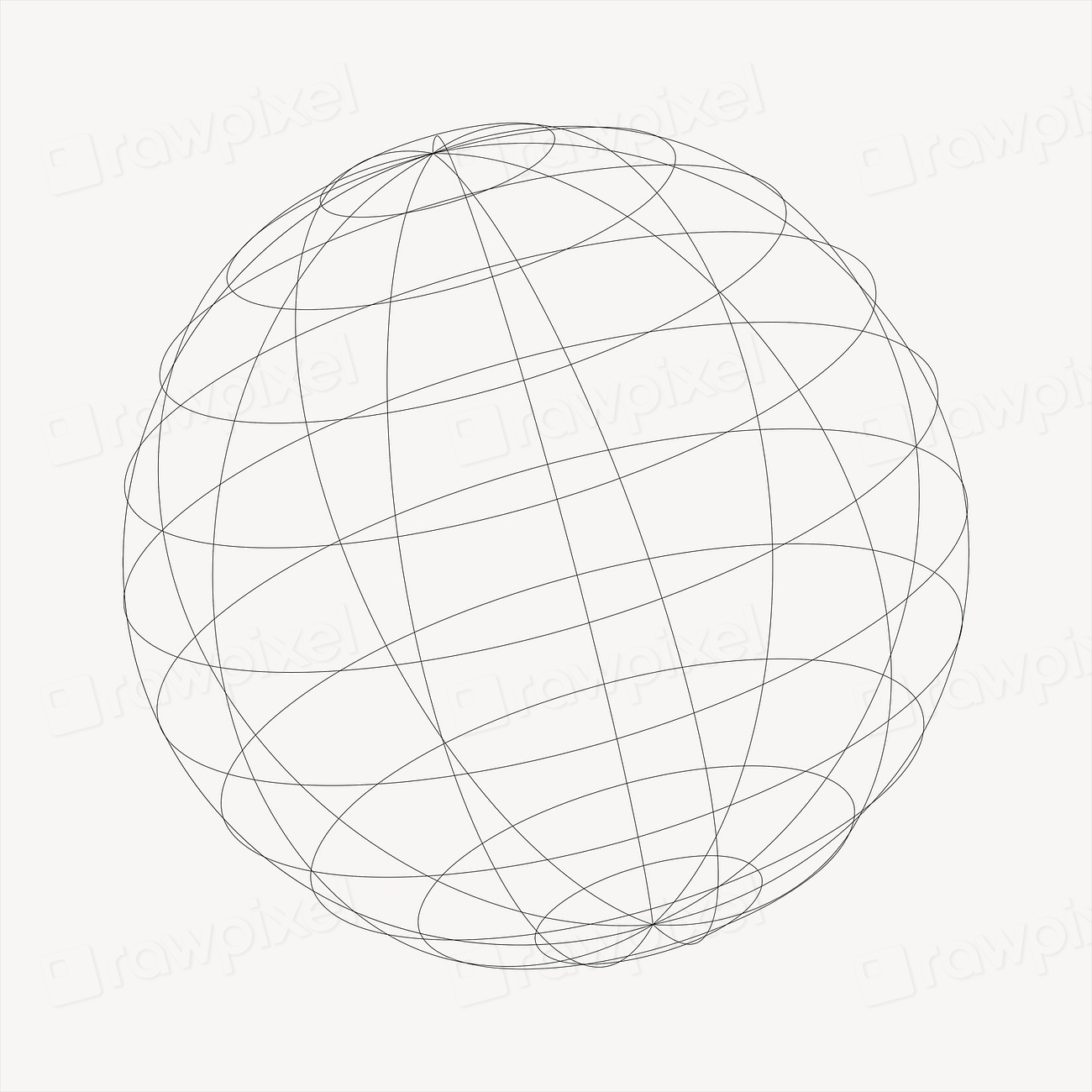 Globe grid clipart, black and | Free PSD - rawpixel