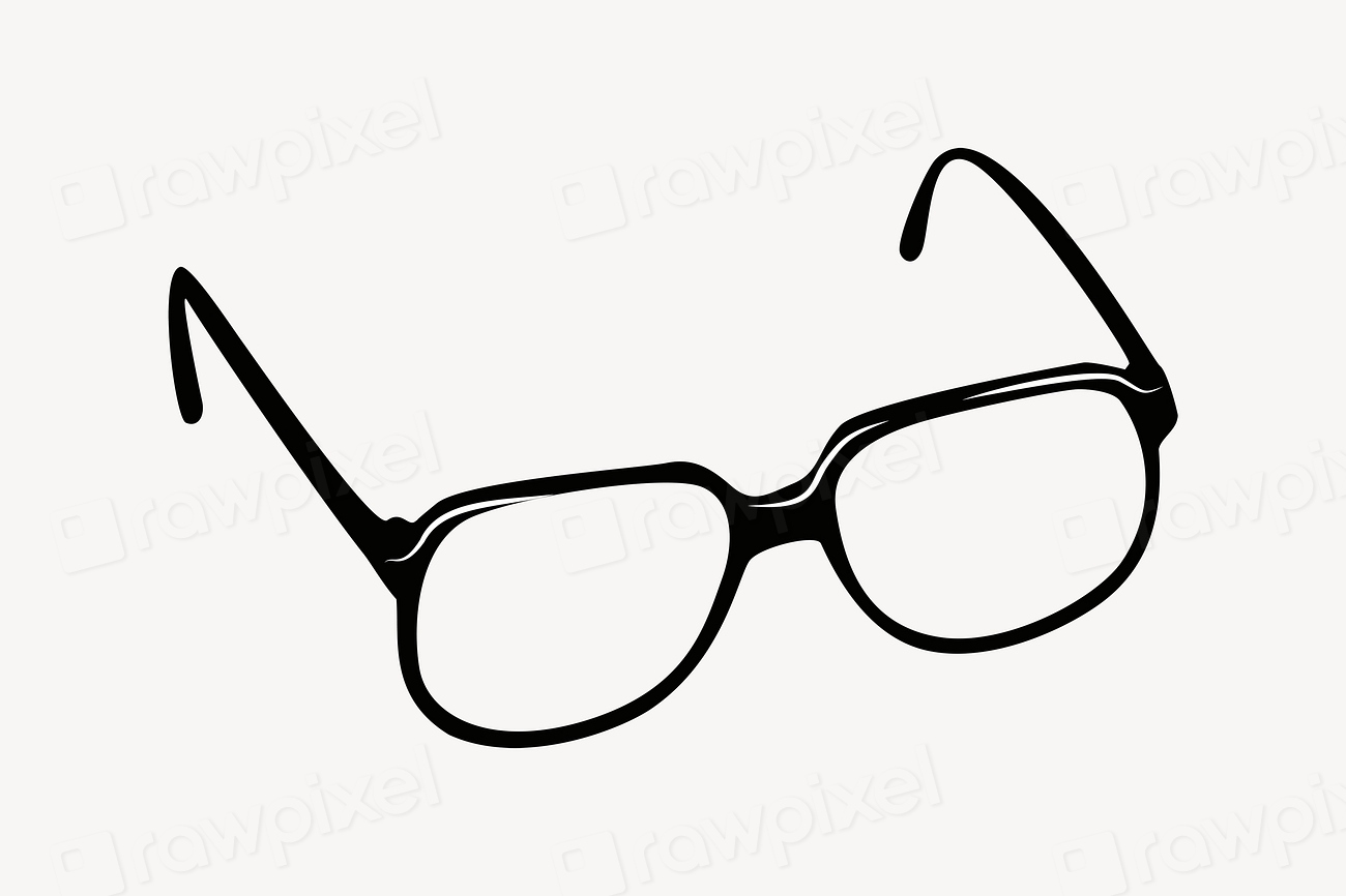 Eyeglasses drawing, black and white | Free PSD - rawpixel