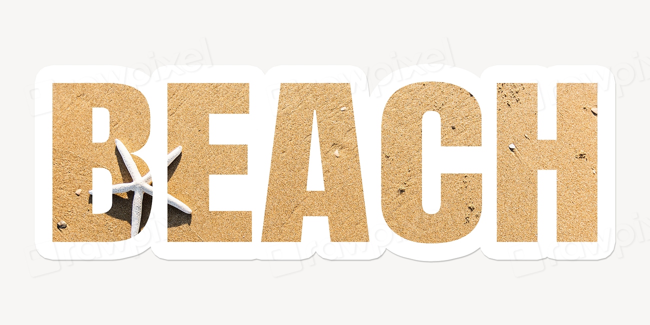 Beach word typography, white border | Free Photo - rawpixel