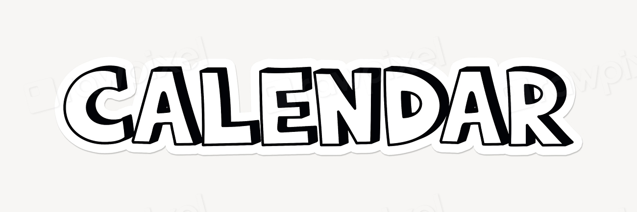 Calendar word, doodle typography, black | Free Photo - rawpixel