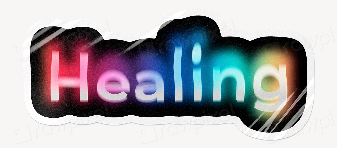 Healing word sticker, neon psychedelic | Free Photo - rawpixel