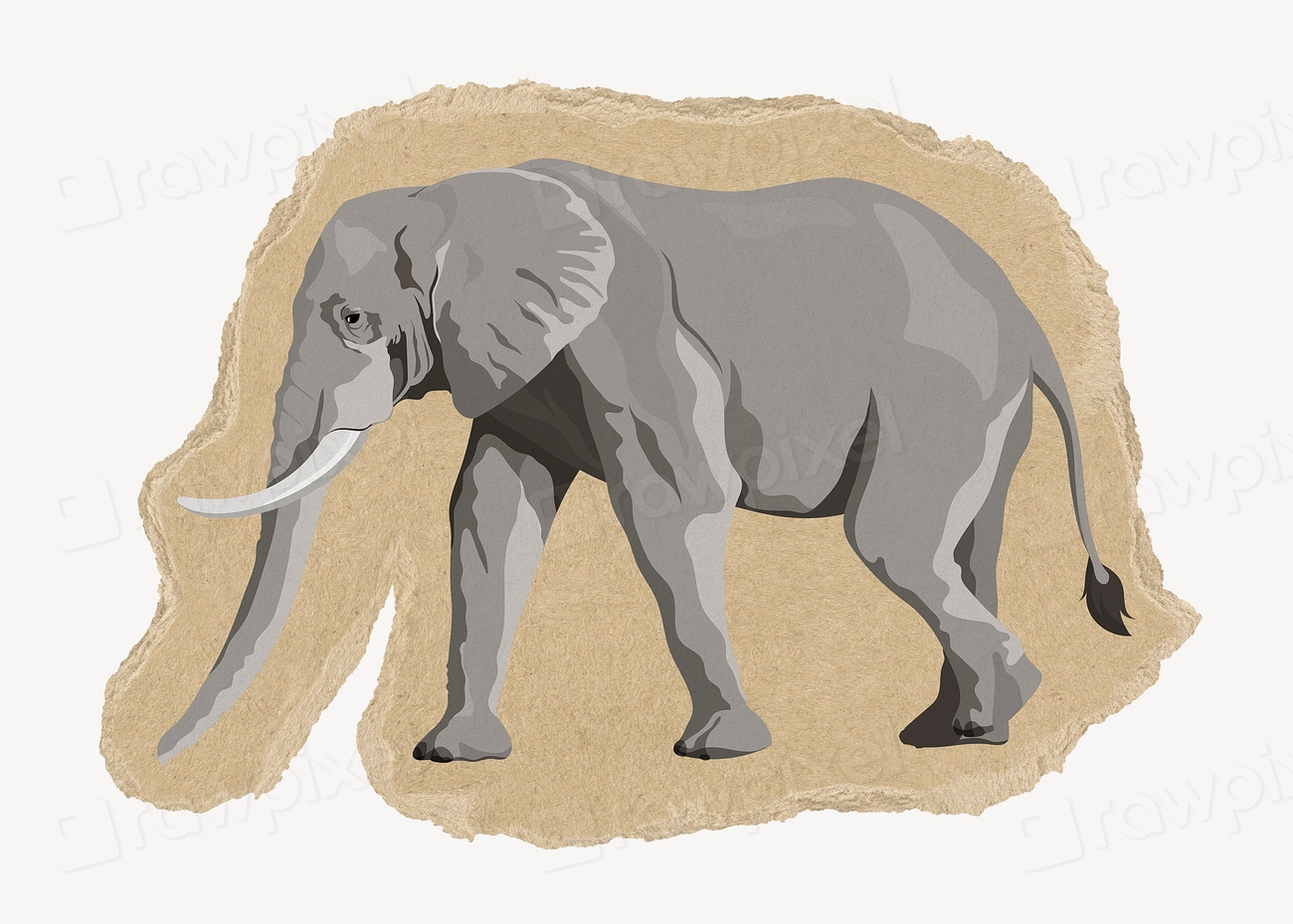 Elephant collage element, animal torn | Free PSD - rawpixel
